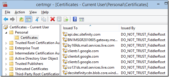 Fiddler Certificate Generators – text/plain