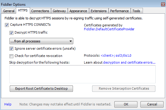 Reset Fiddler’s HTTPS certificates – text/plain