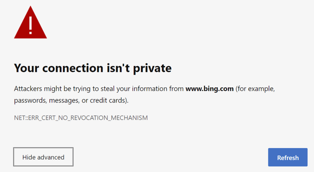 Certificate Revocation in Microsoft Edge – text/plain