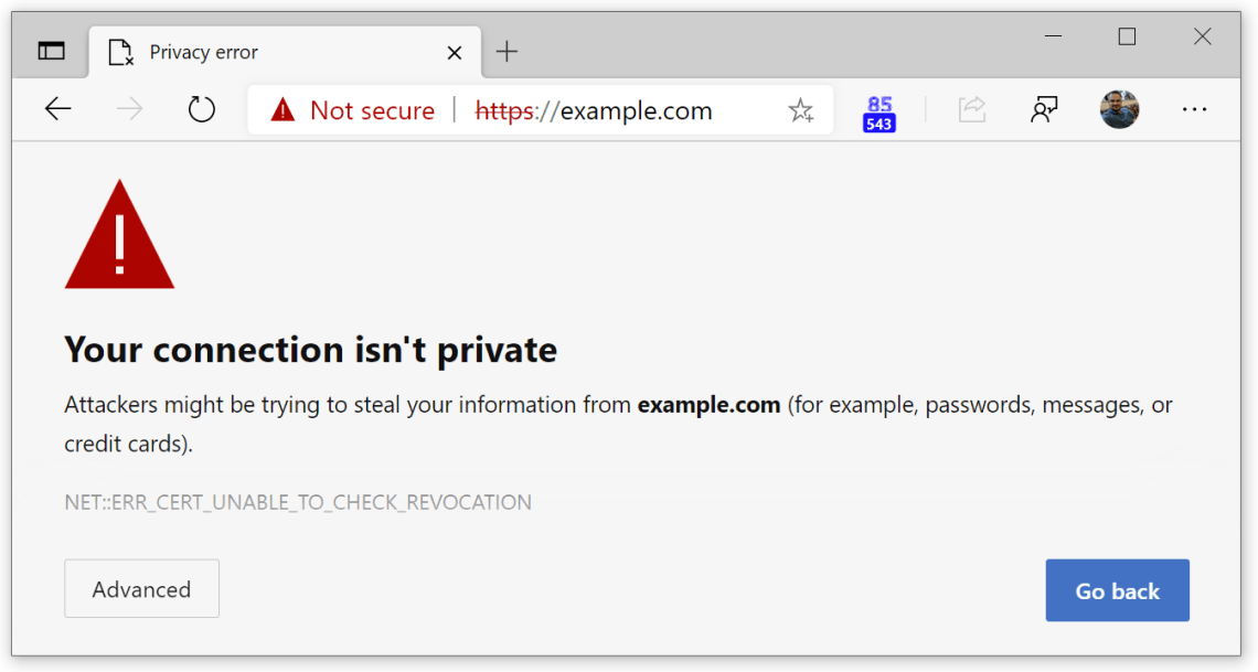 Certificate Revocation in Microsoft Edge – text/plain
