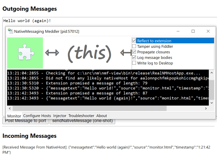 Debug Native Messaging – text/plain