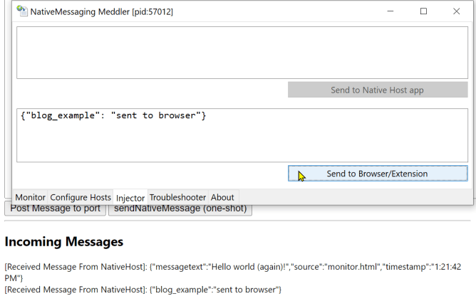 Debug Native Messaging – text/plain